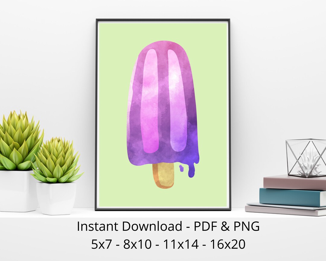 Purple Popsicle Printable Wall Art Instant PDF PNG Digital Download ...