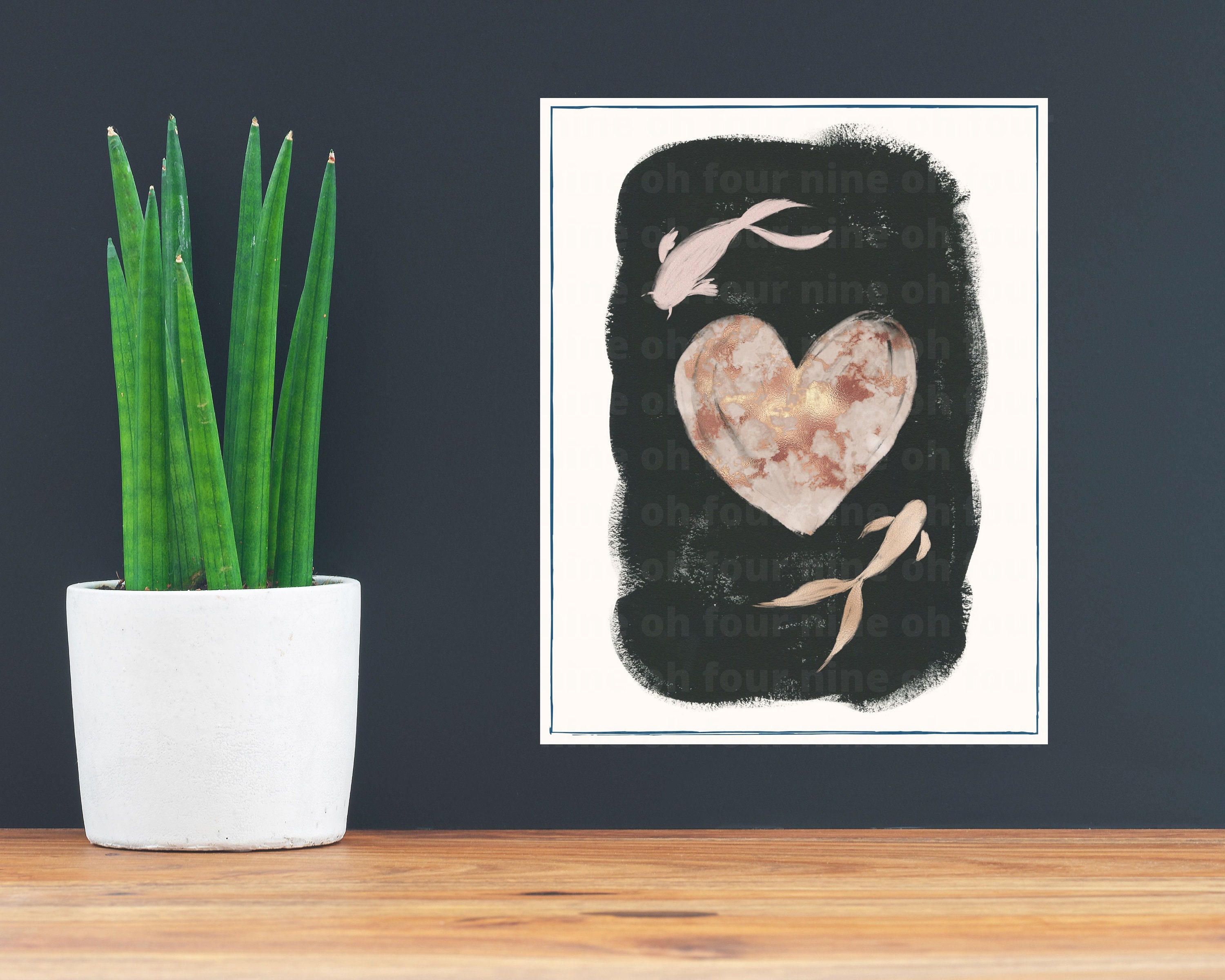 Koi Fish Rose Gold Heart Printable Wall Art | Instant Digital Download ...