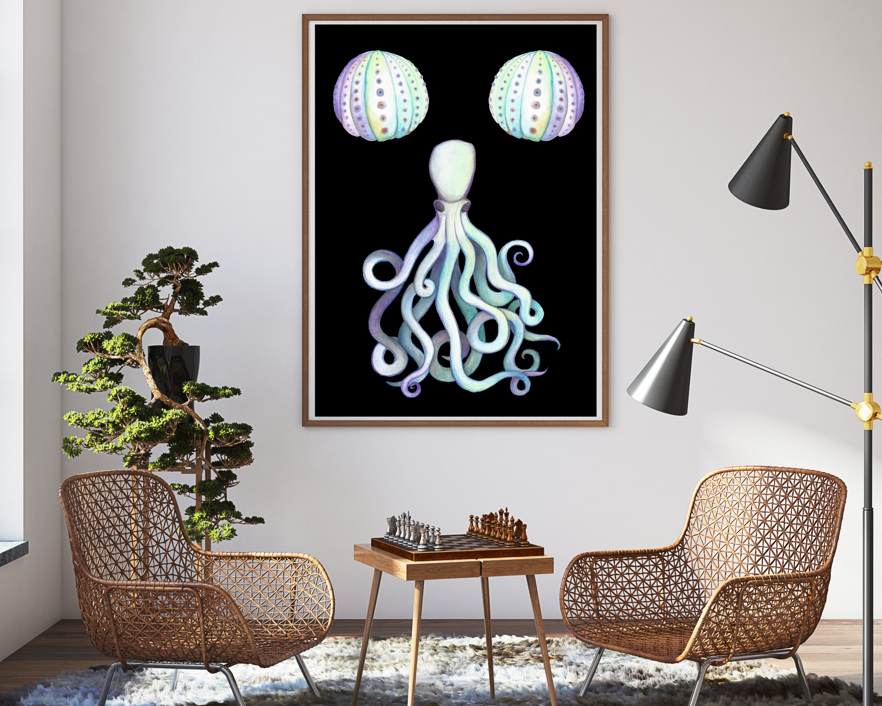 Octopus Skull Shape Printable Wall Art - Instant PDF PNG Digital ...