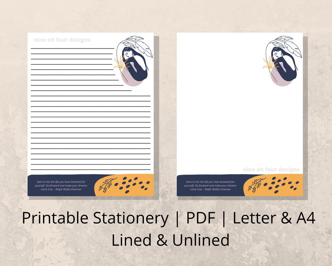 Boho Woman Printable Stationery Instant Digital Download Writing Paper ...