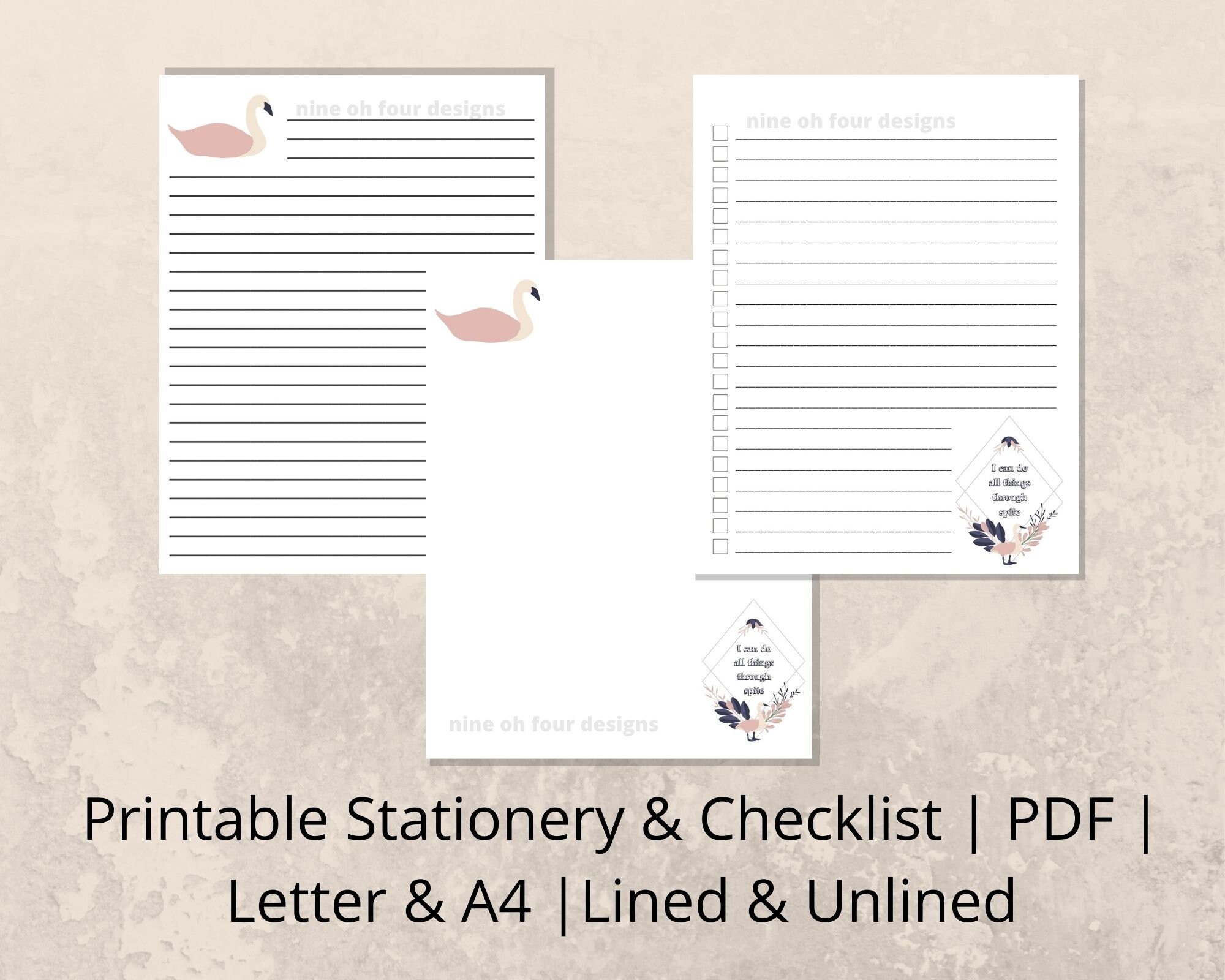 All Things Through Spite Printable Stationery & Checklist Instant ...