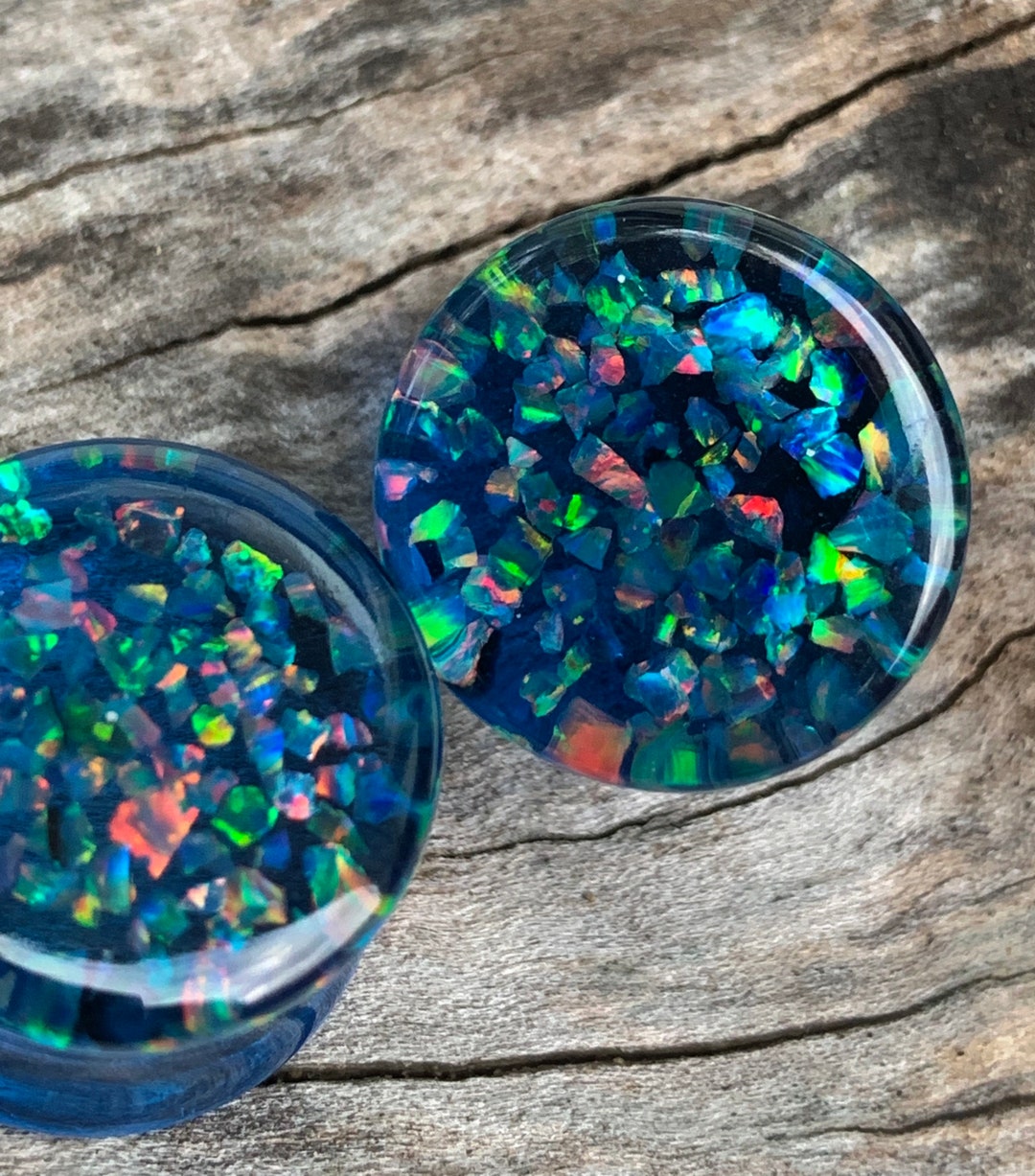 Crushed Opal Plugs, Synthetic Opal Ear Gauges, Round Ear Plugs ...