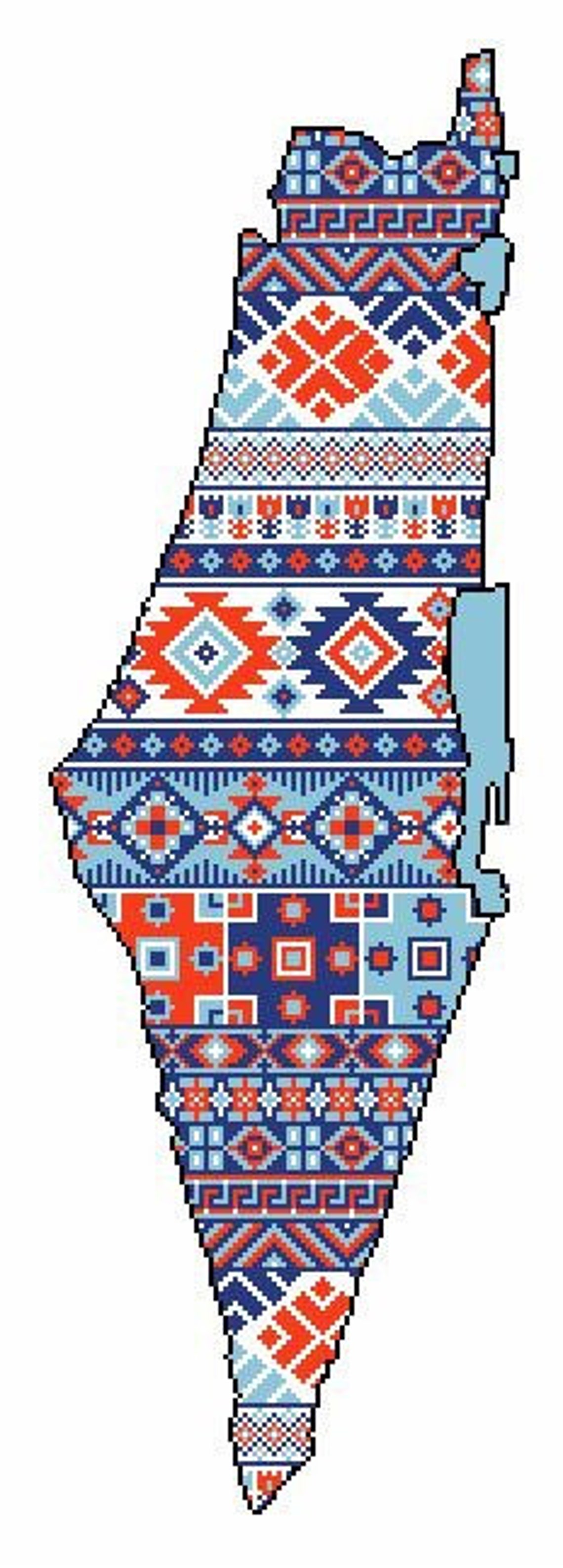 Tatreez Palestine Map Design 9 - Etsy