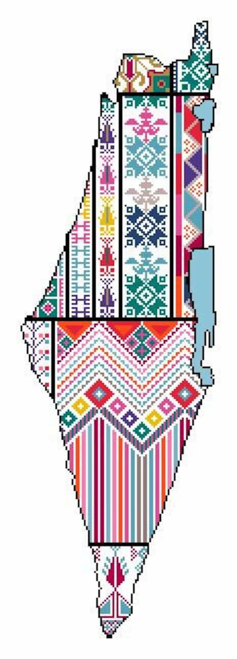 Tatreez Palestinian Map Design 3 - Etsy