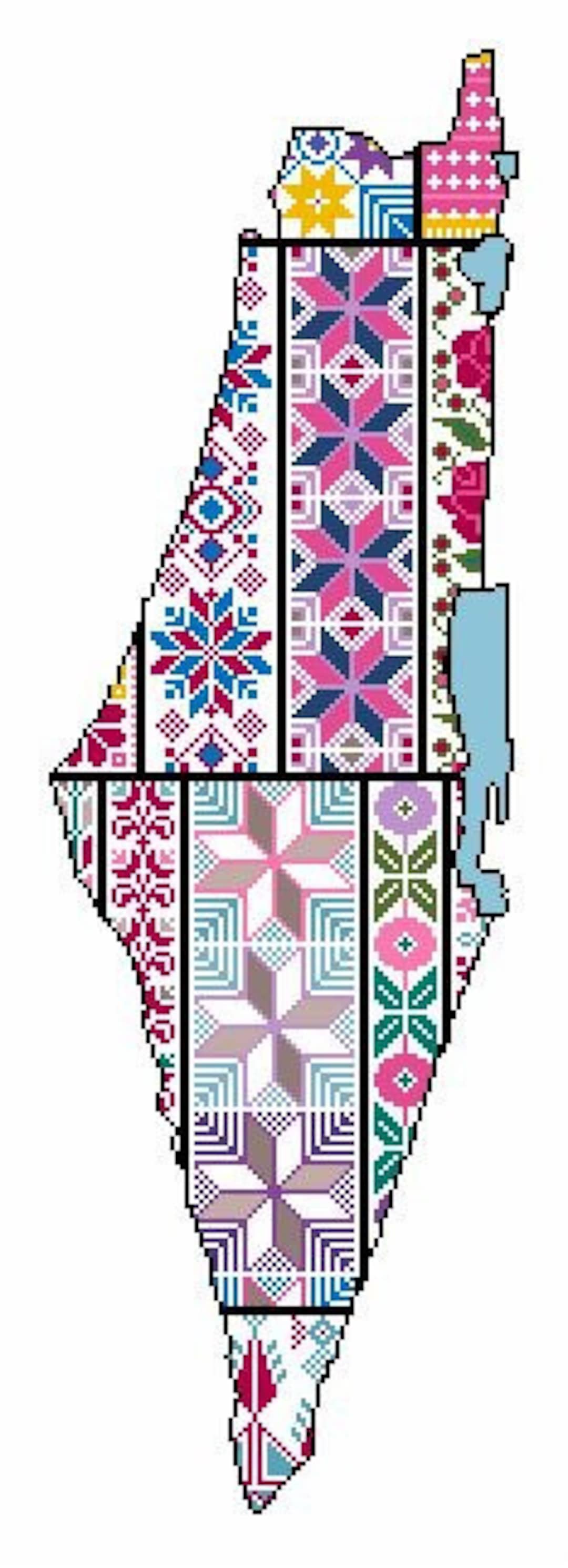 Tatreez Palestinian Map Design 2 - Etsy