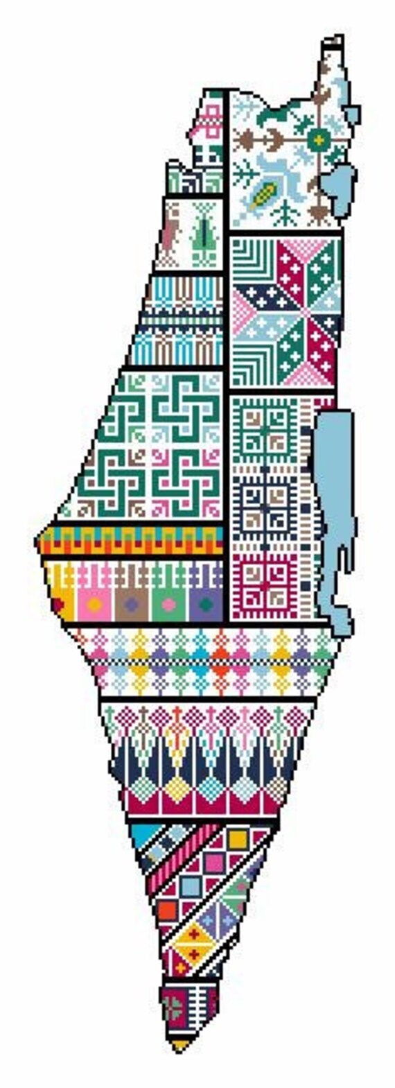Tatreez Palestinian Map Design 6 | Etsy
