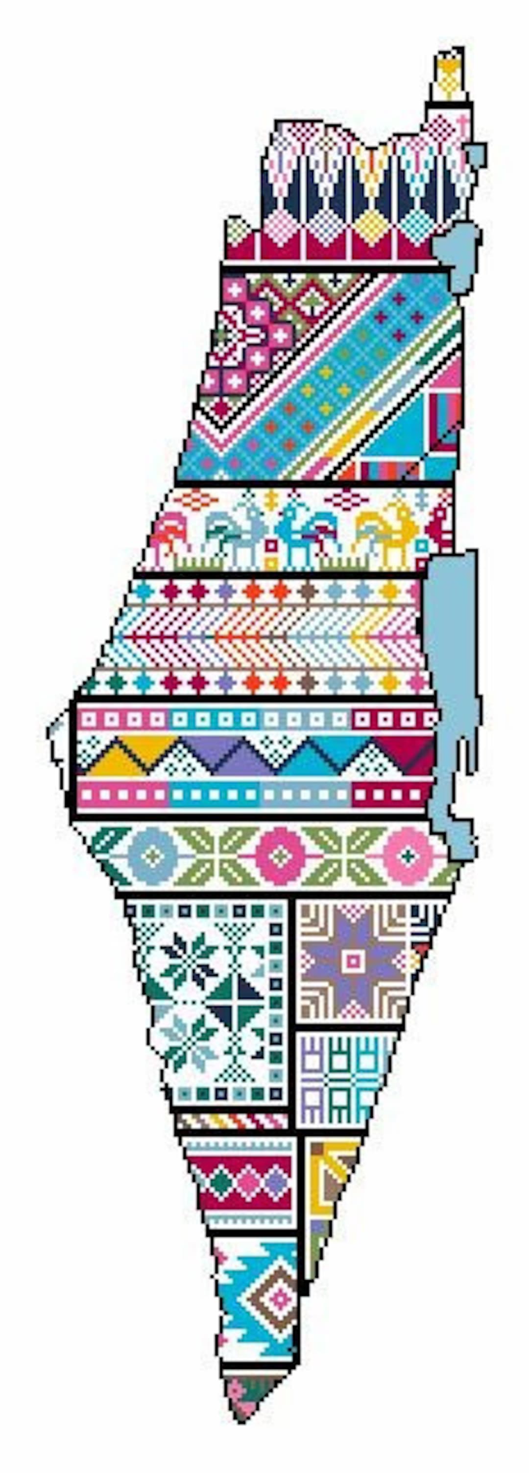 Tatreez Palestine Map Design 8 - Etsy