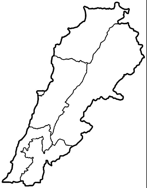 Map of Lebanon Extra Large Outline | Etsy