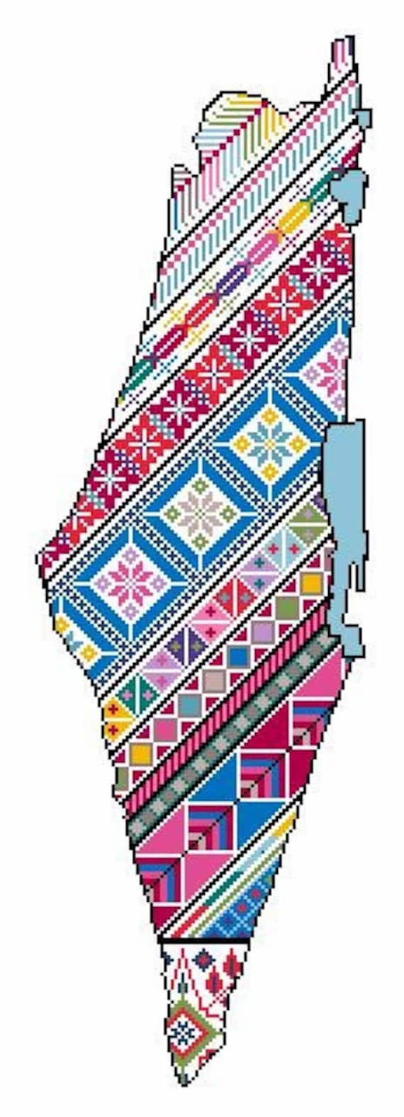 Tatreez Palestine Map Design 4 | Etsy