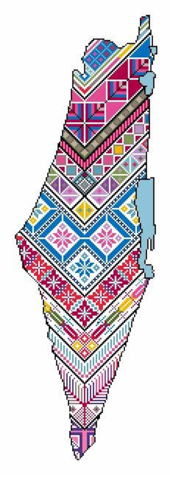 Tatreez Palestinian Map Design 1 | Etsy