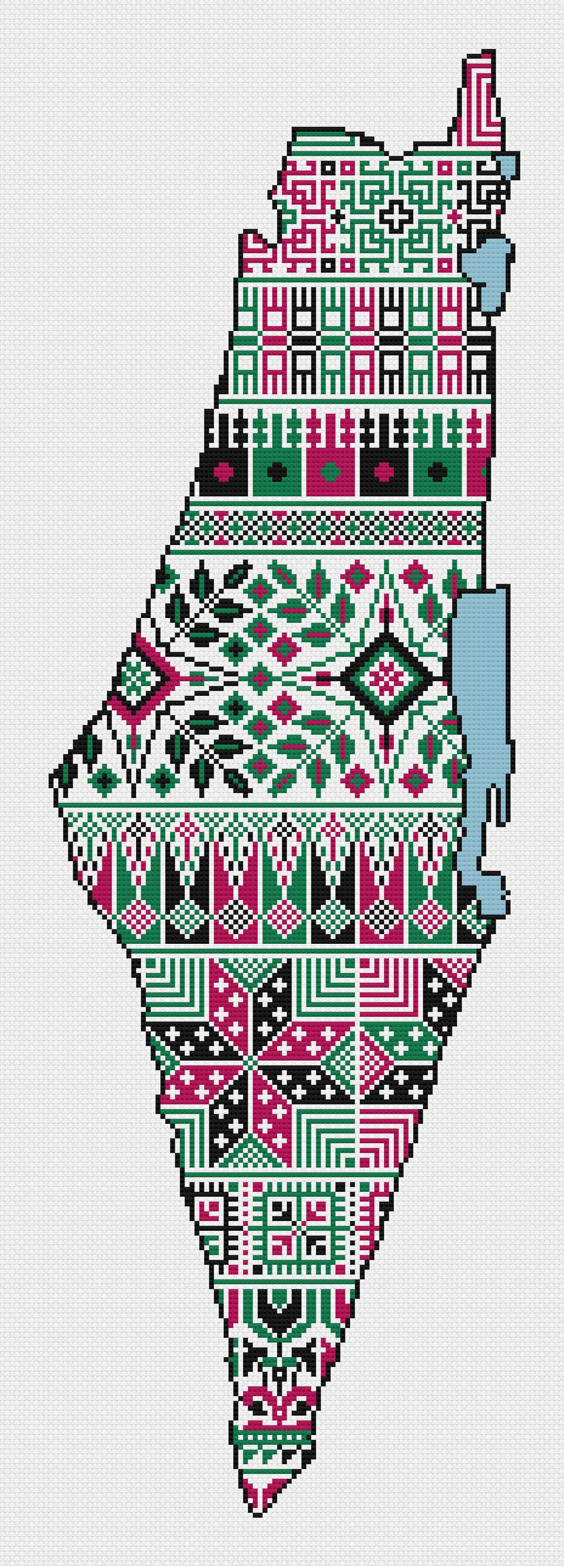 Tatreez Palestinian Map Design 7 - Etsy