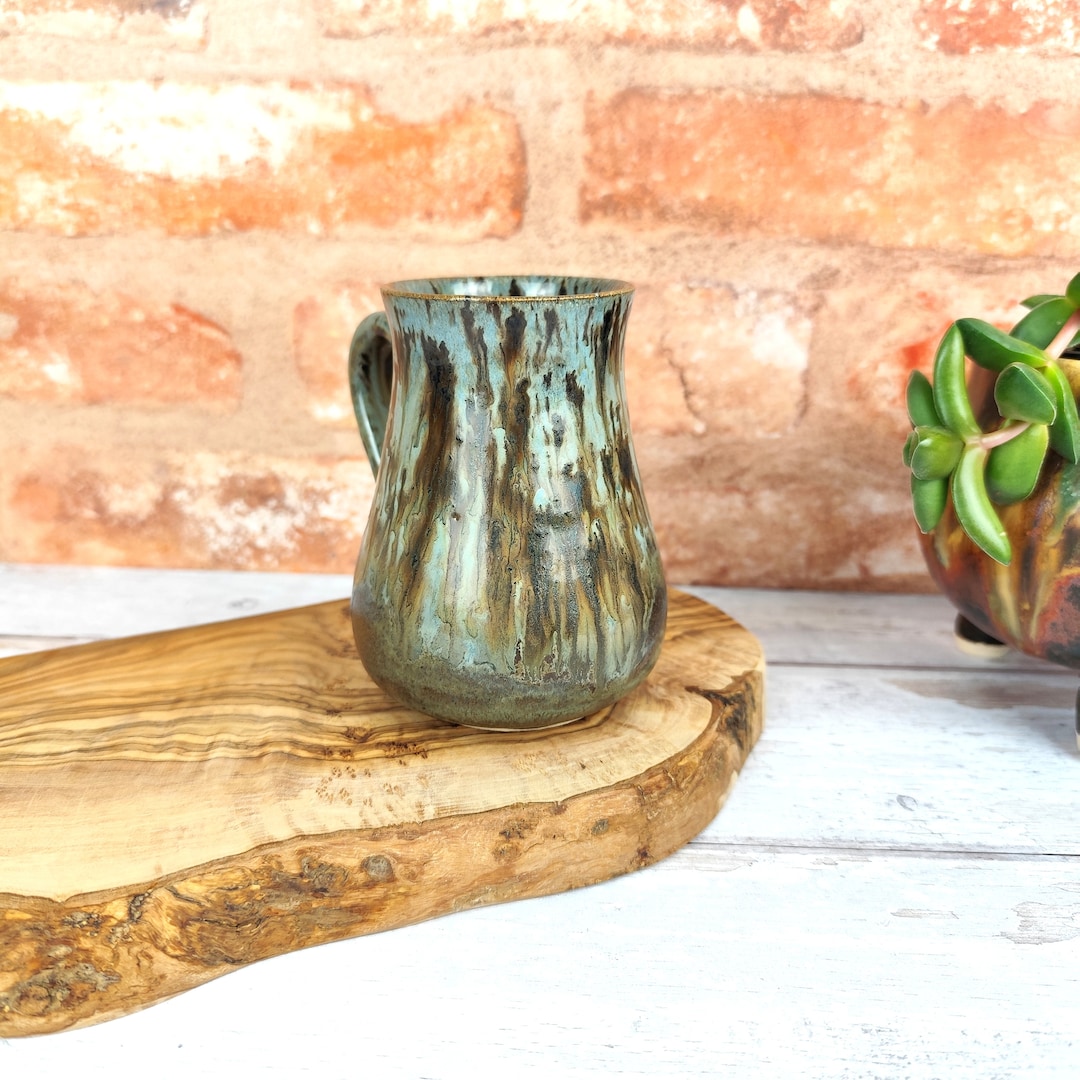 Handmade Ceramic Mug Hand Thrown Pot-bellied Curvy Handcrafted Welsh ...