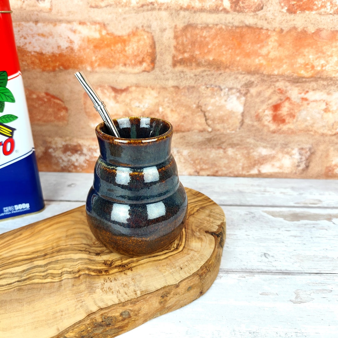 Handmade Ceramic Yerba Maté Cup & Stainless Steel Straw Bombilla Gourd ...