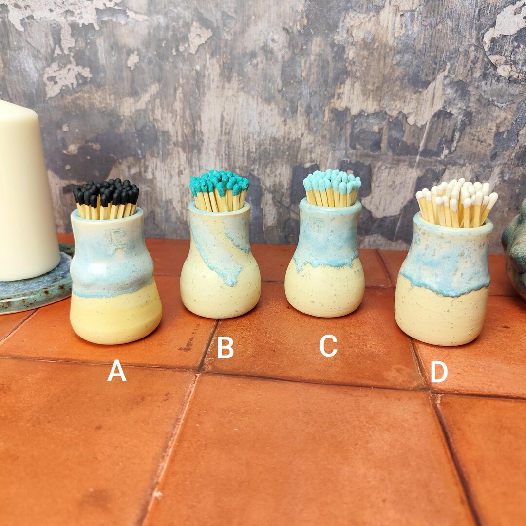 Ceramic Matchstick Holder Handmade Match Striker Pot Tiny Decorative ...