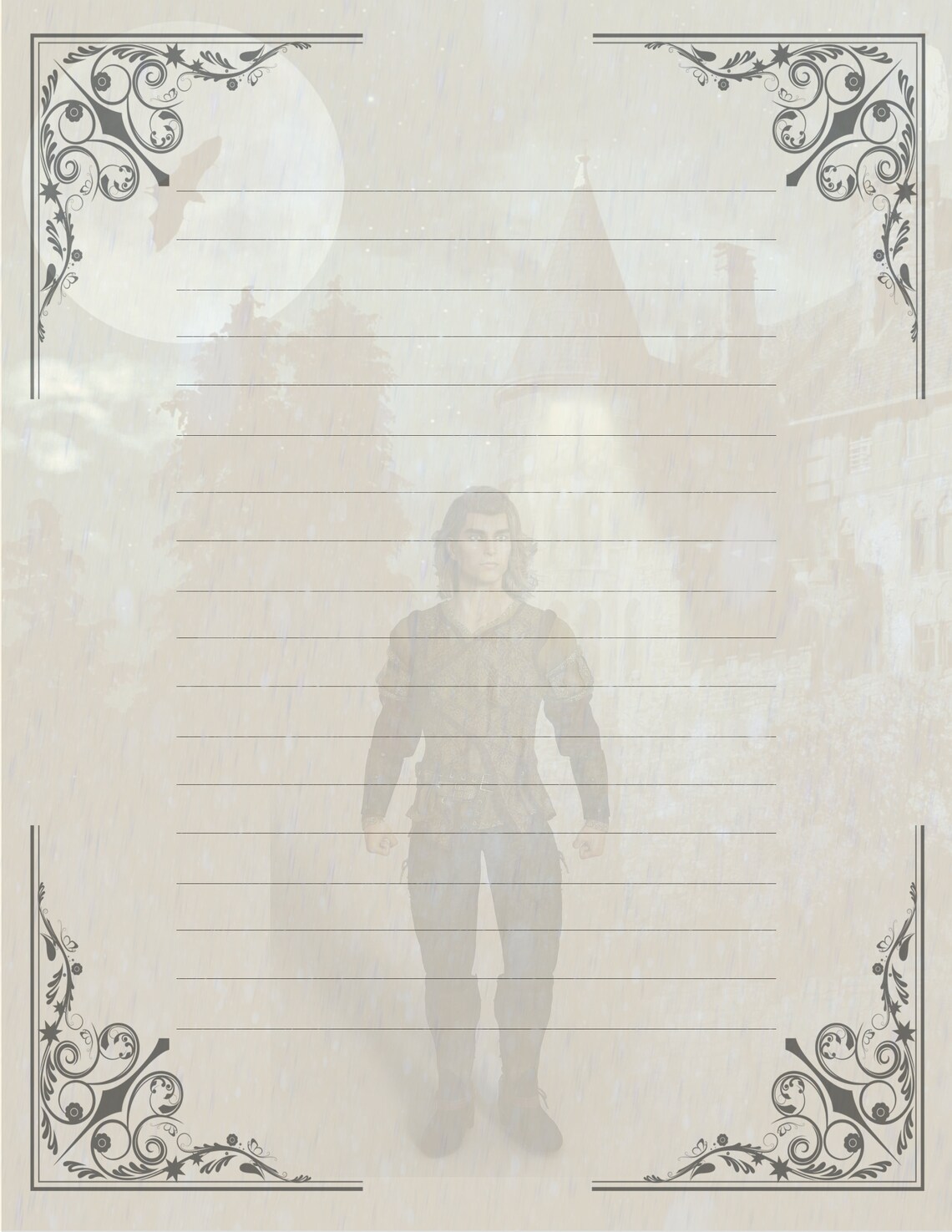 Haunted Castle Stationery-printable Download-4 Designs - Etsy