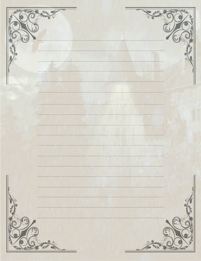 Haunted Castle Stationery-printable Download-4 Designs - Etsy