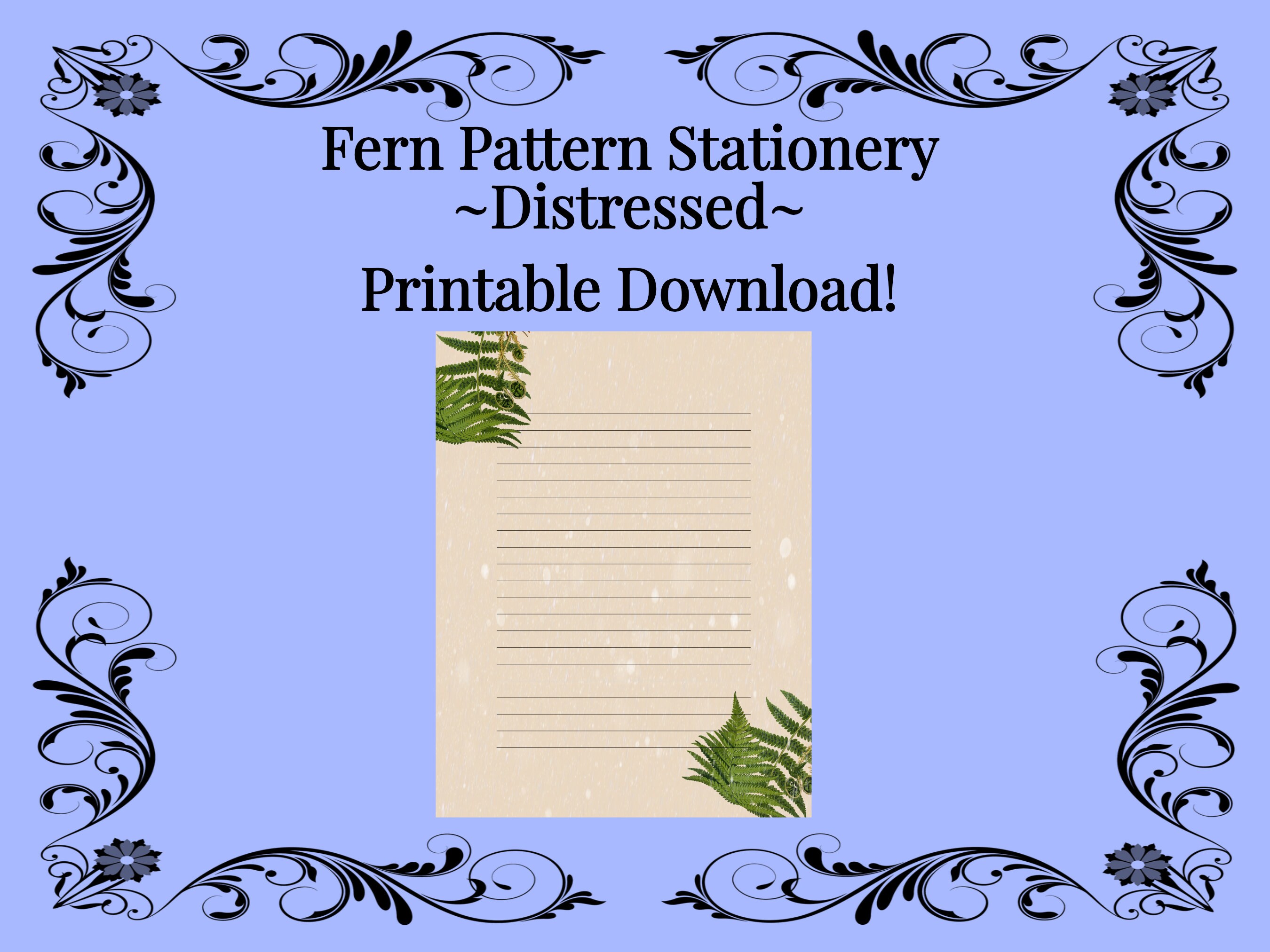 Visual Arts Instant Download Vintage Fern Letter Writing Paper Writing ...