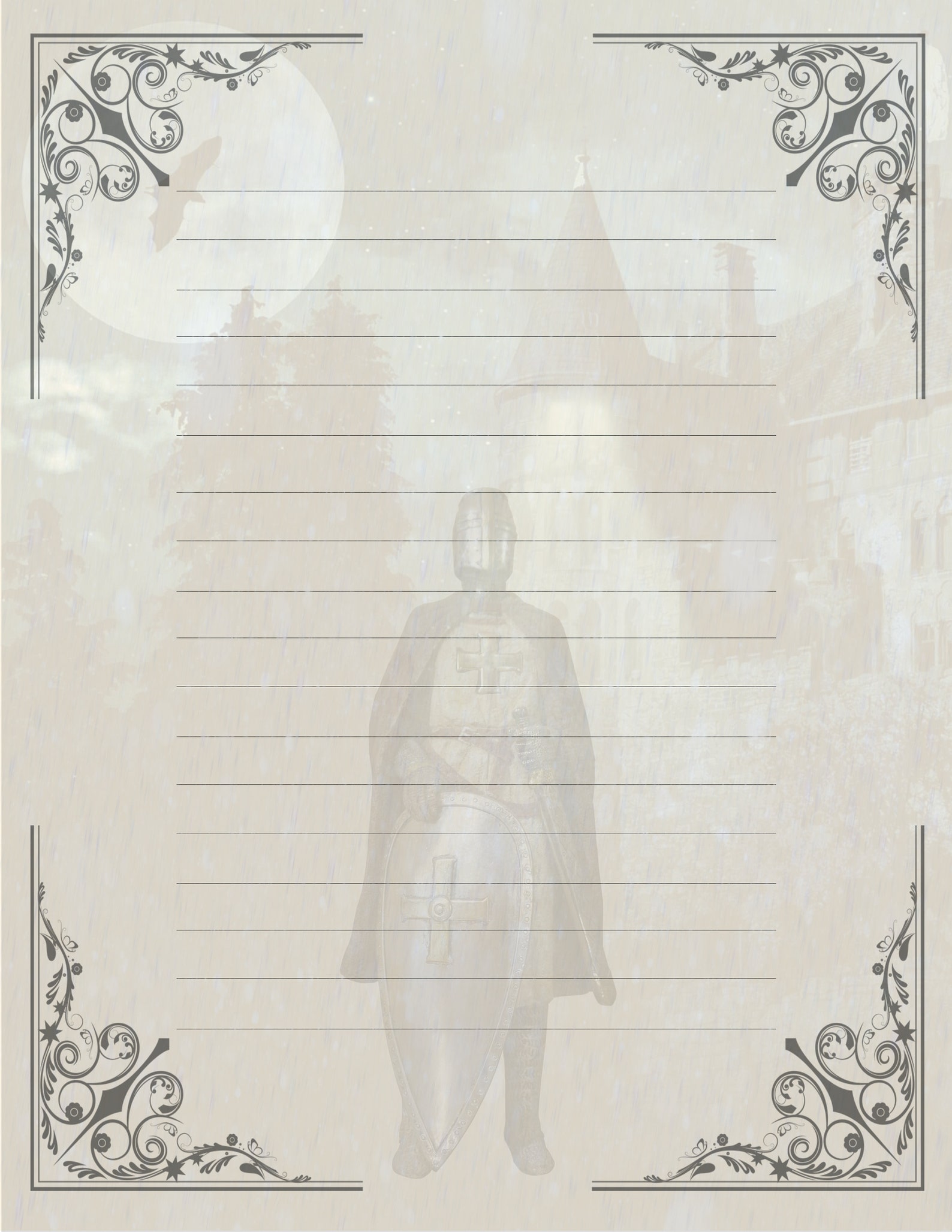 Haunted Castle Stationery-printable Download-4 Designs - Etsy