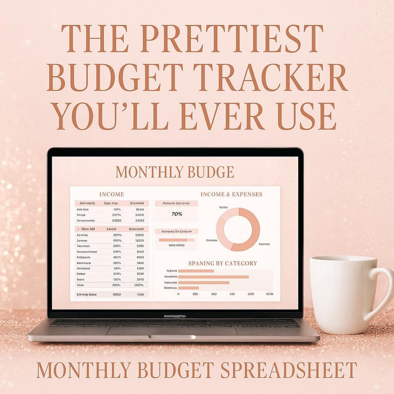 Monthly Budget Spreadsheet | Aesthetic Excel Budget Template | Easy-to-use Finance Tracker for ...