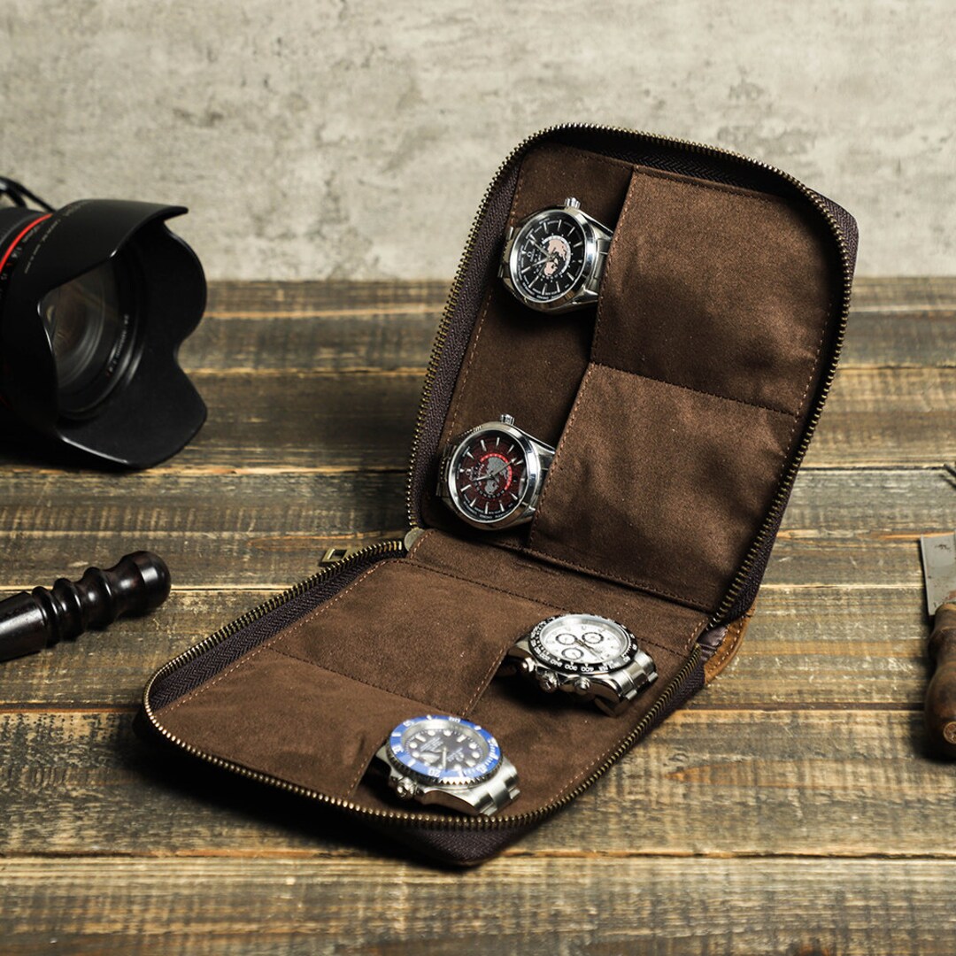 Handmade Leather Watch Roll, 4 Watch Slots, Travel Storage Bag - Etsy