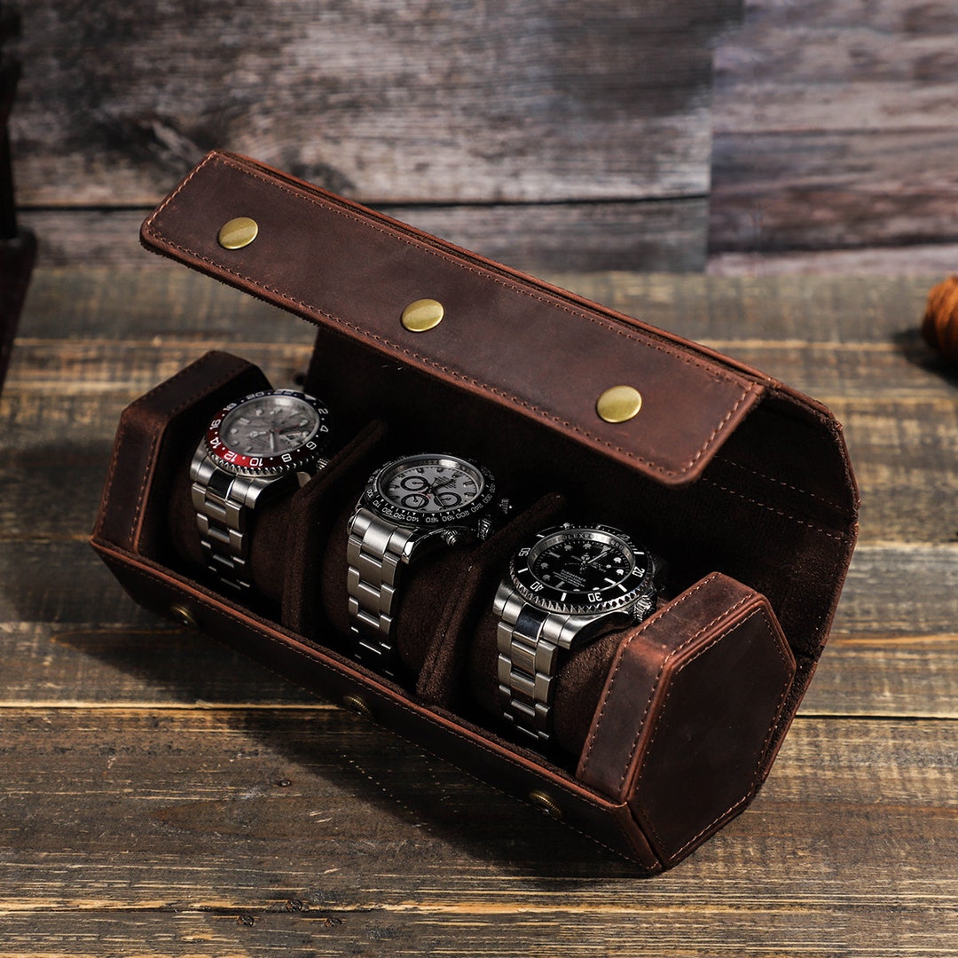 Personalized Leather Watch Roll, Leather Watches Cover Case, Customized ...