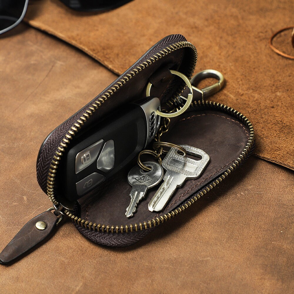 Crazy Horse Leather Key Holder, Personalized Car Key Wallet - Etsy