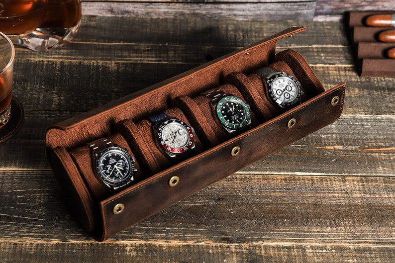 Personalized Leather 4-watch Travel Roll, Jewelry Storage - Etsy