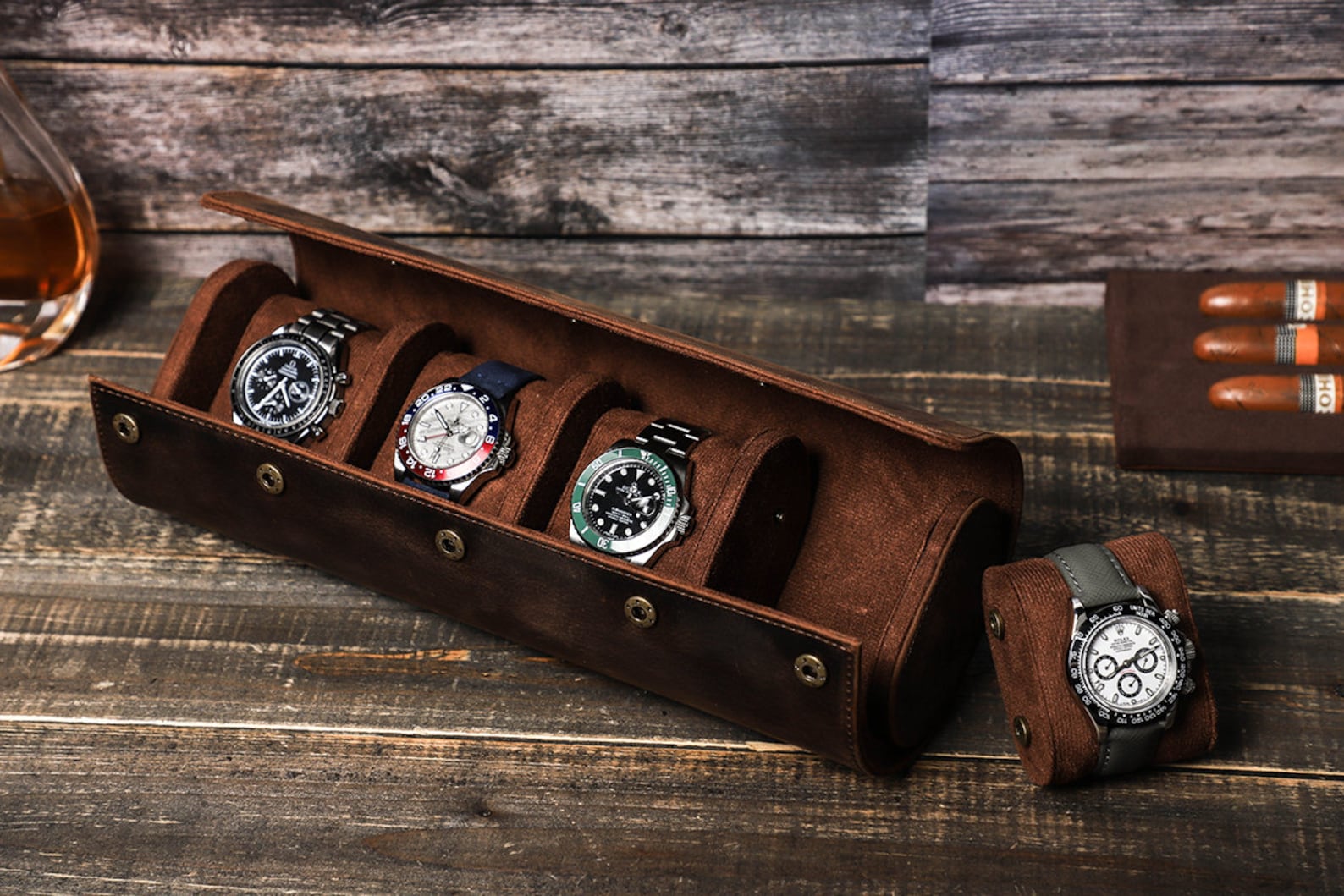 Personalized Leather 4-watch Travel Roll, Jewelry Storage - Etsy