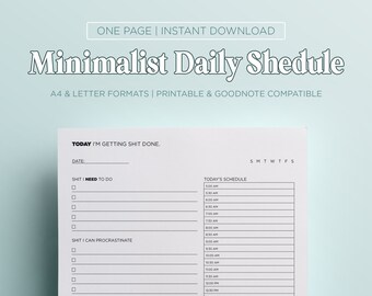 Minimalist Daily Schedule - Etsy