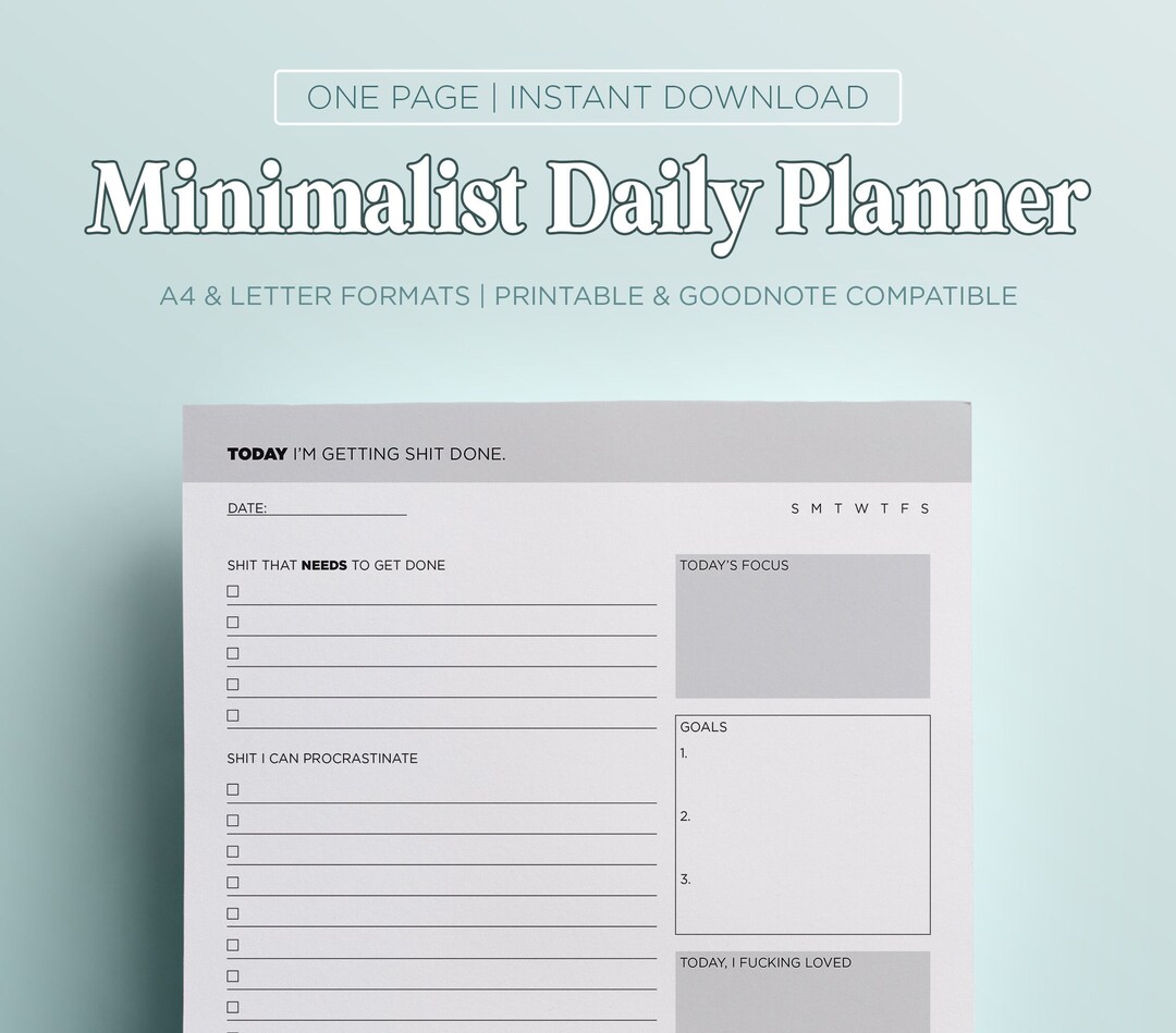 Minimalist Printable Daily Planner - Etsy