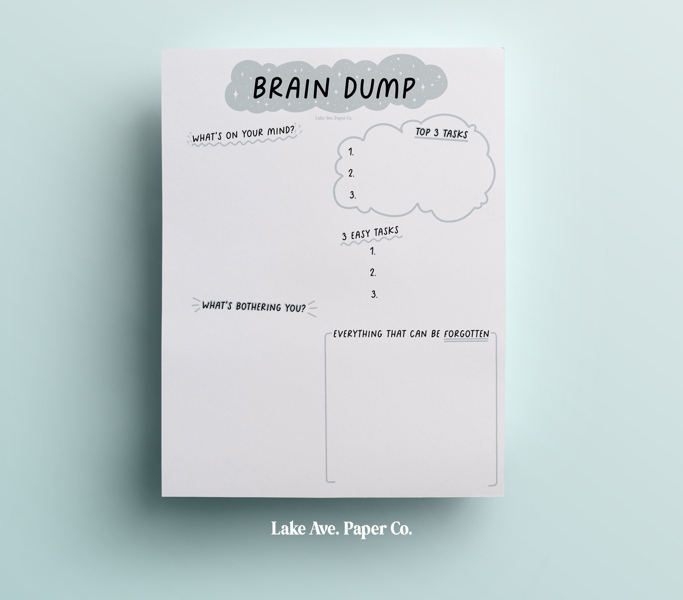 Brain Dump Worksheet Journal Printable Brain Dump - Etsy