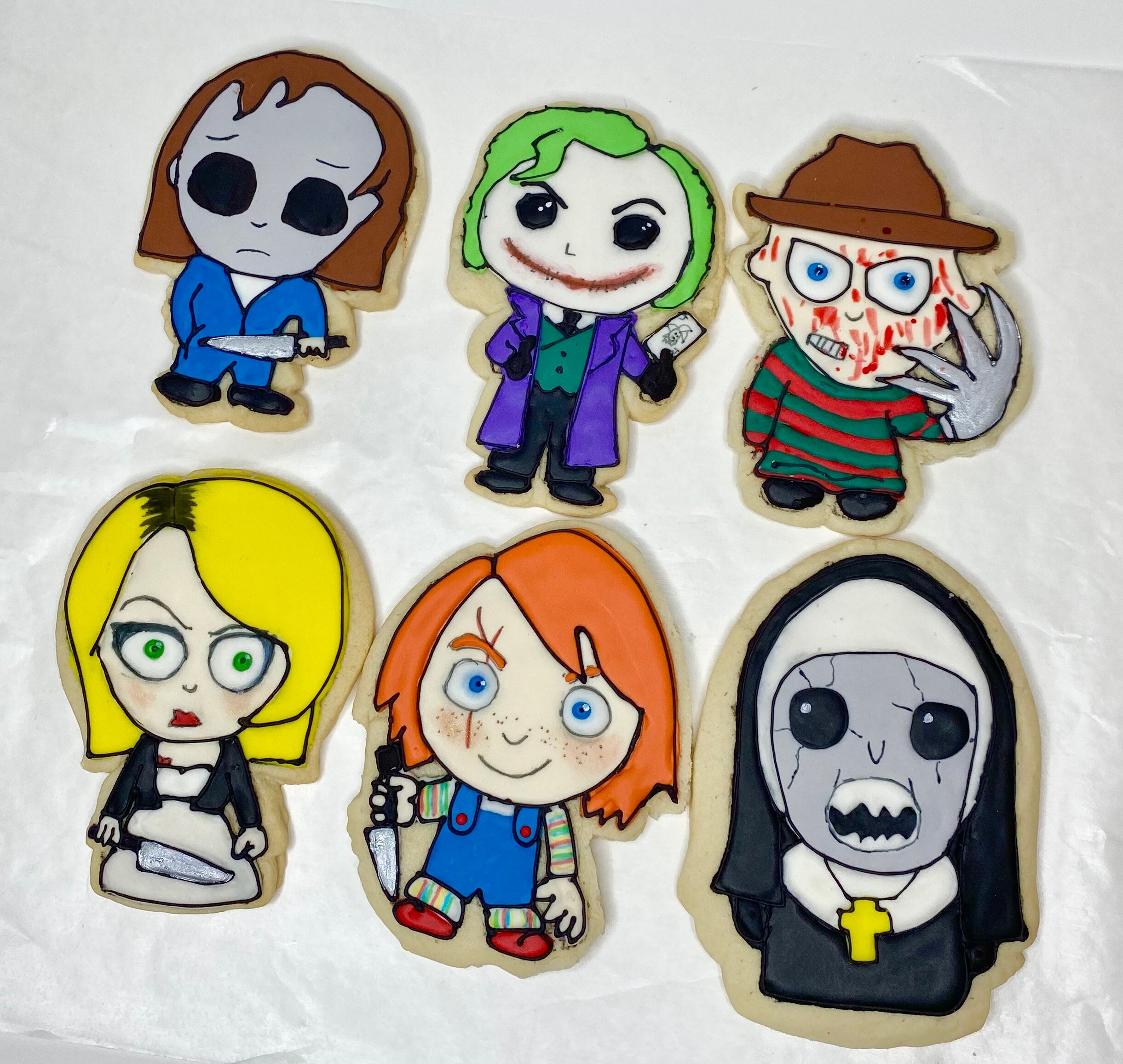 Horror Movie Character Cookies, Halloween Villain Sugar Cookies, Freddy ...