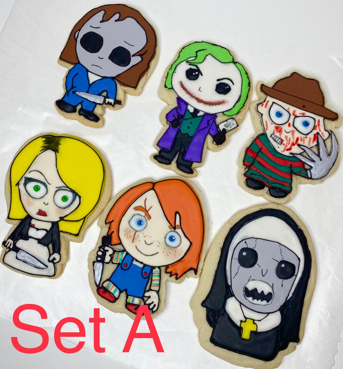 Horror Movie Character Cookies, Halloween Villain Sugar Cookies, Freddy ...
