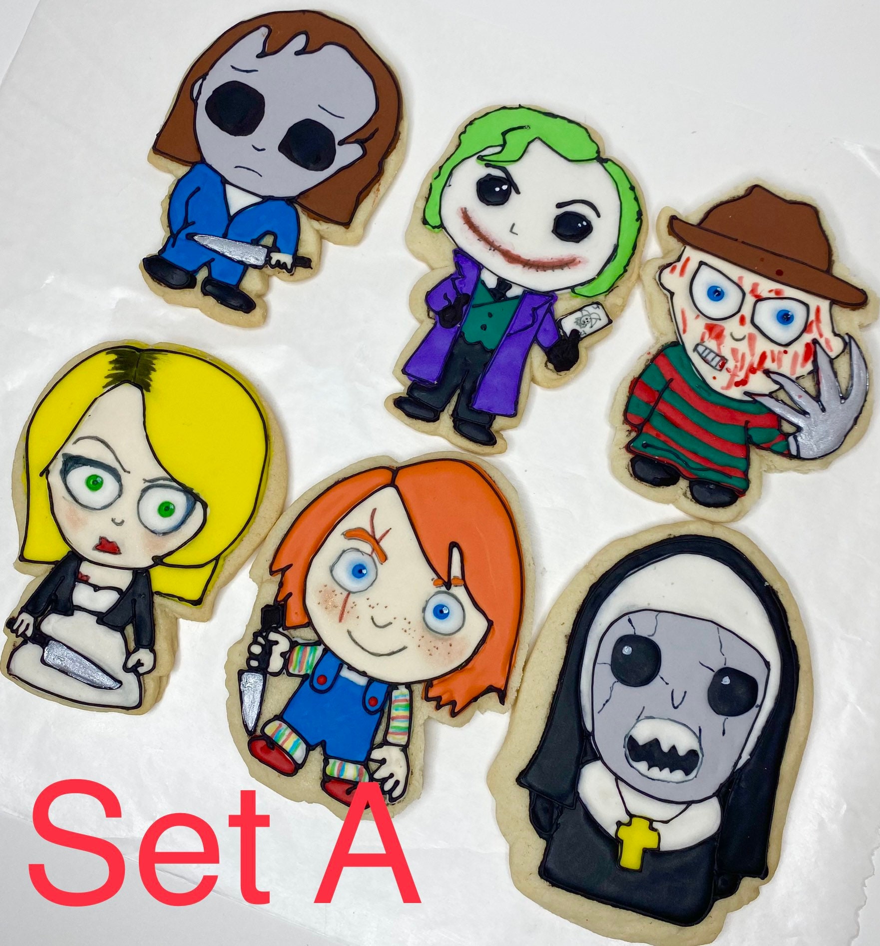 Horror Movie Character Cookies, Halloween Villain Sugar Cookies, Freddy ...