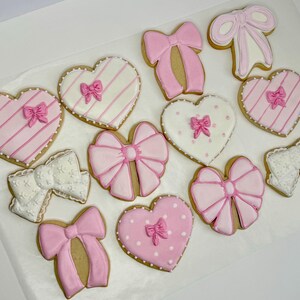 Bows and Hearts Birthday Cookies | Coquette Cookies | Pink Birthday ...