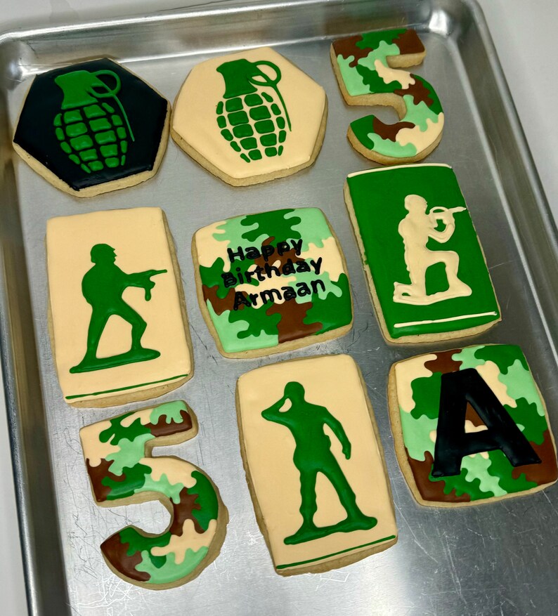 Army Birthday Cookies: Camo Theme, Military Party Favors - Etsy