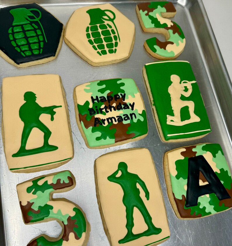 Army Birthday Cookies: Camo Theme, Military Party Favors - Etsy