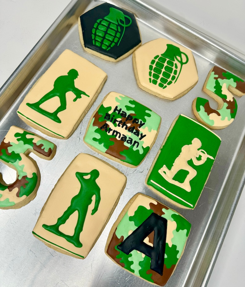 Army Birthday Cookies: Camo Theme, Military Party Favors - Etsy