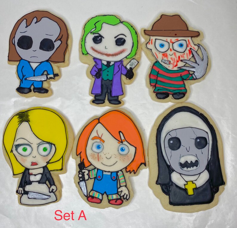 Horror Movie Character Cookies, Halloween Villain Sugar Cookies, Freddy ...