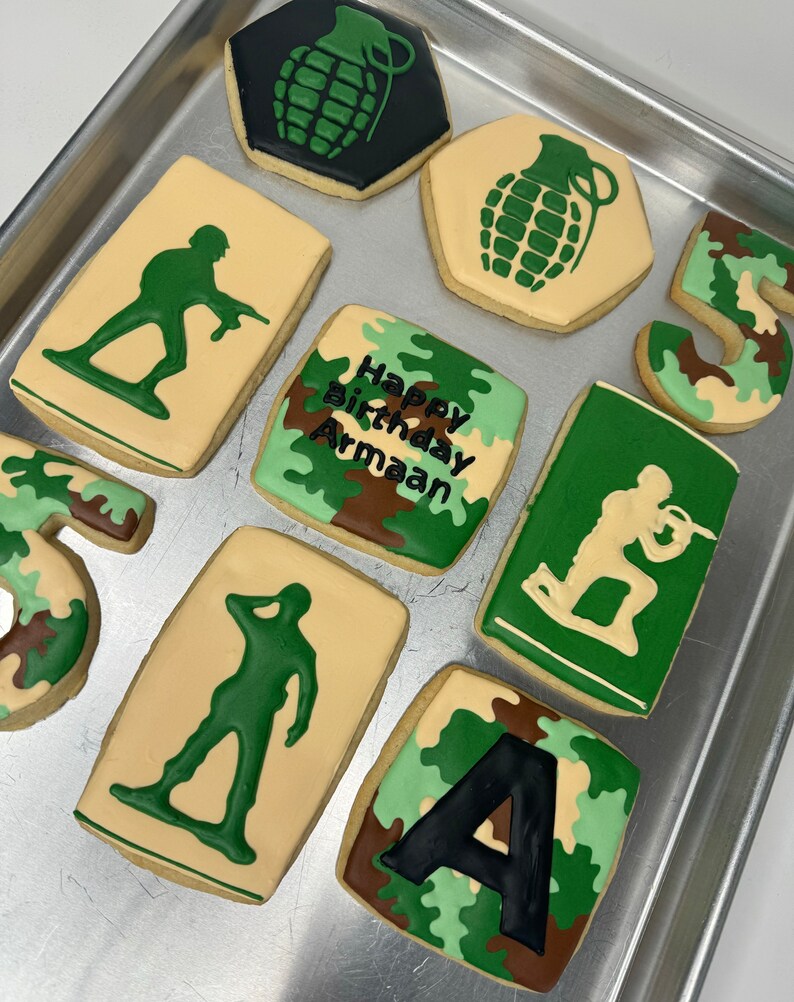 Army Birthday Cookies: Camo Theme, Military Party Favors - Etsy