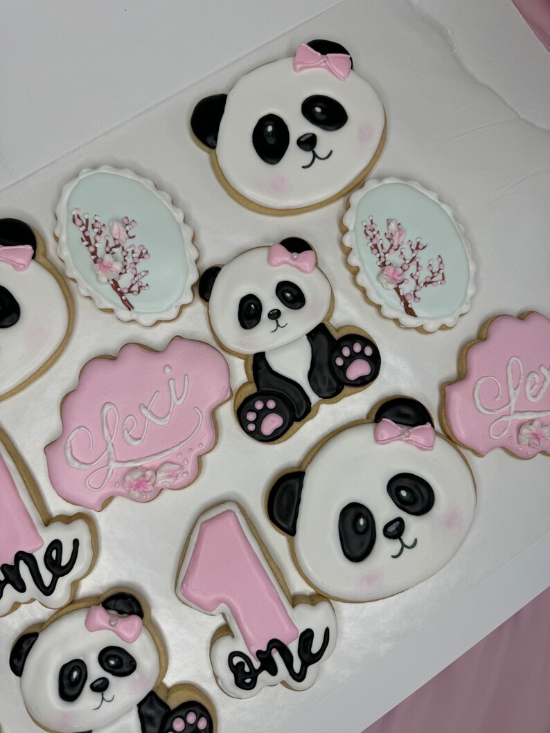 Panda First Birthday Cookies | Panda Bear Cookies | Girl 1st Birthday ...