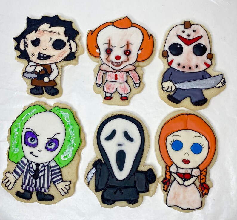 Horror Movie Character Cookies, Halloween Villain Sugar Cookies, Freddy ...