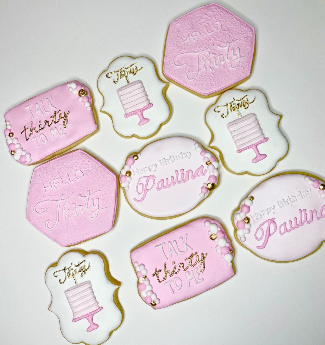 30th Birthday Cookies | Birthday Cookies | Pink Birthday Cookies - Etsy