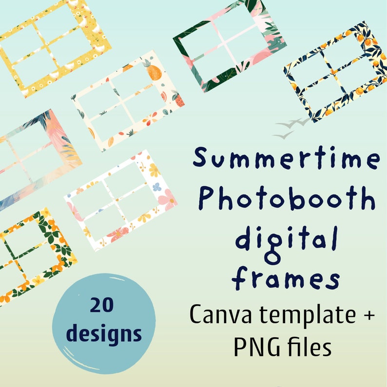Summertime Photo Frame Templates | Canva and PNG Templates - Etsy