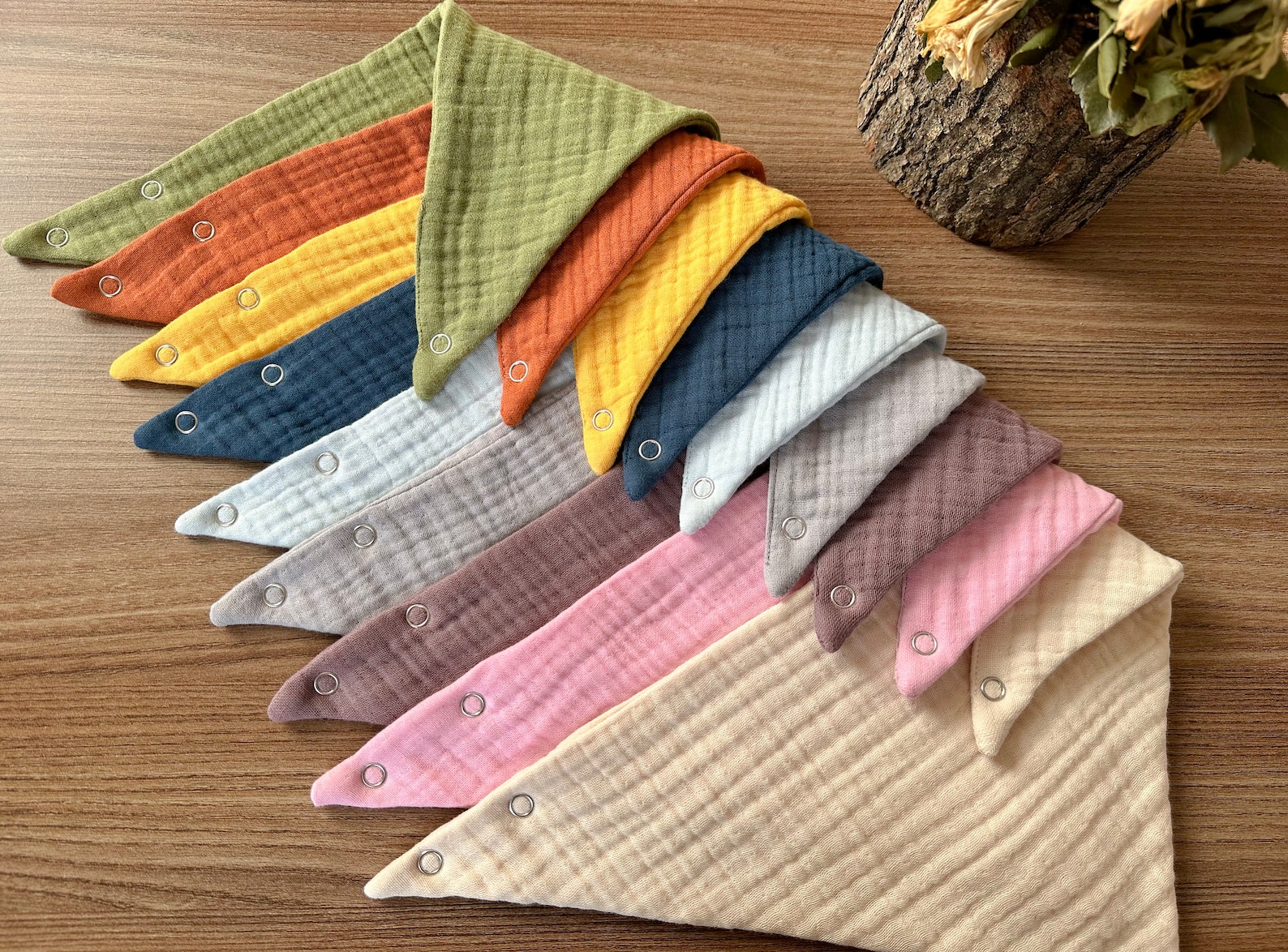 SET of Muslin Bandana Bibs Solid Color Baby Dribble Bibs - Etsy