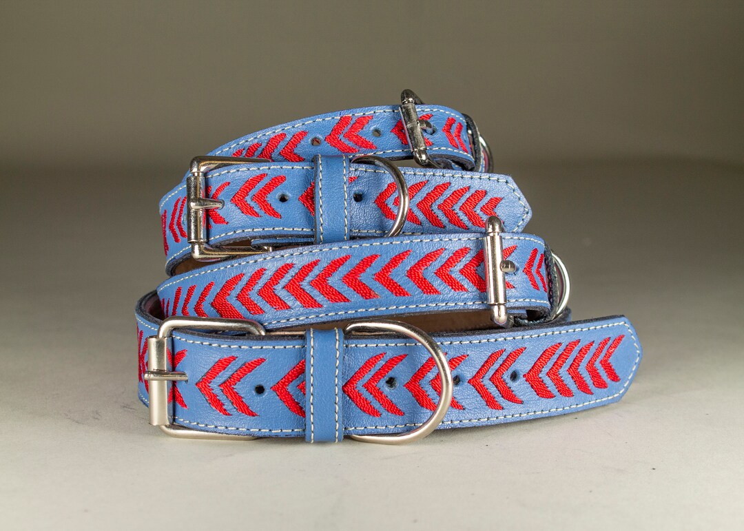 Leather Embroidered Dog Collar - Etsy
