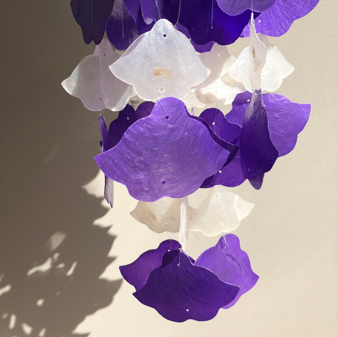 New[purple] Capiz Shell Wind Chime, Hanging Decor, Handmade Mobile ...