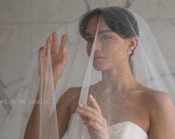 Glitter Wedding Veil Sparkle Long Veil Shimmer Veil | Etsy