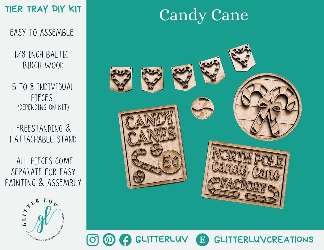 Candy Cane Tier Tray DIY Kit - Etsy