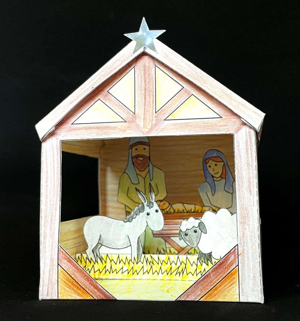 Printable 3D Nativity Colouring Christmas Craft Activity - Etsy